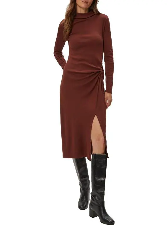 Michael Stars Twisted Mock Neck Midi Dress - Espresso