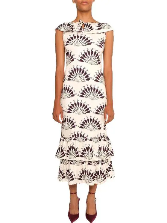 THE LULO PROJECT Stillness Bird Print Dress - Throated Ivory