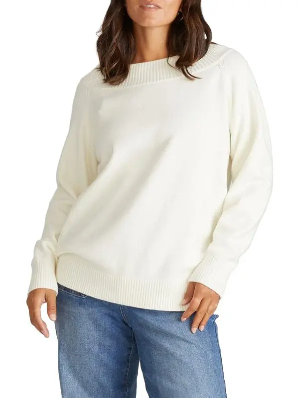 Universal Standard Noomi Boat Neck Sweater - Cream Ivory