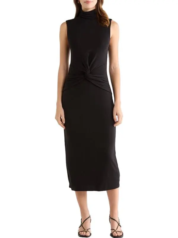 Astr The Label Riana Sleeveless Turtleneck Dress - Black