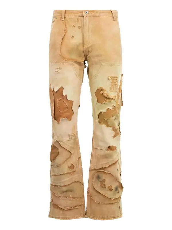 WHO DECIDES WAR Unearthed Button-fastening Distressed Trousers - Neutrals