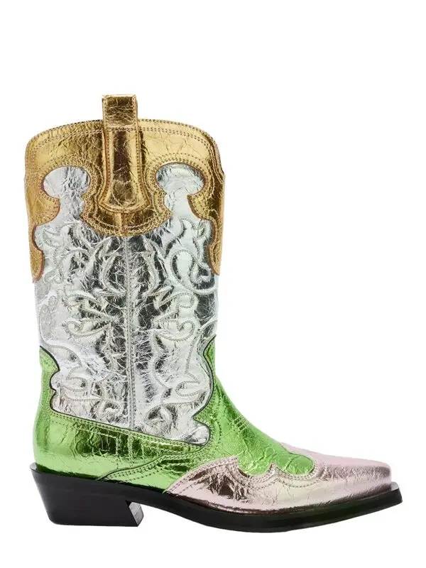 GANNI Metallic-finish Boots - Silver