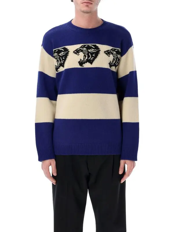 Valentino Garavani Wool Panther Sweater - Indigo/butter