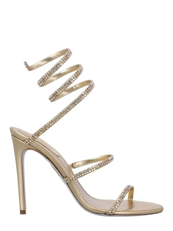 Rene Caovilla Cleo Satin Sandals - Gold