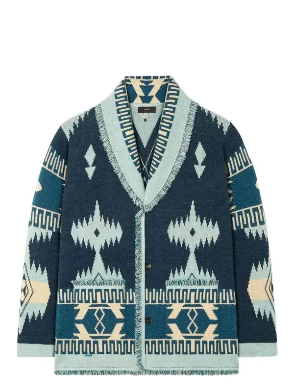Alanui Jacquard Knit Cardigan - Blue