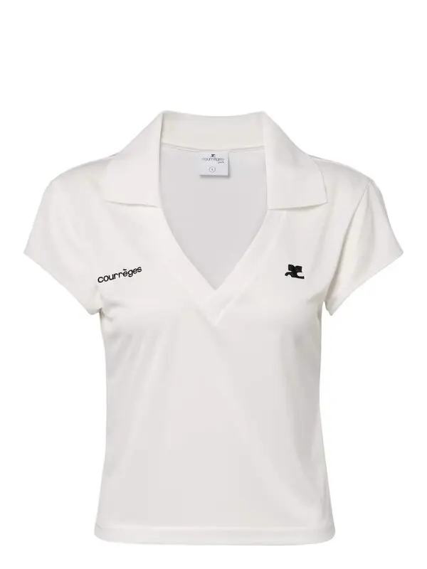 COURREGES Courrèges Logo Jersey Polo Shirt - White