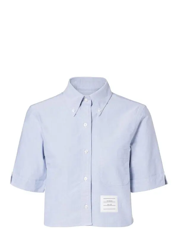 Thom Browne Cropped Cotton Shirt - Blue