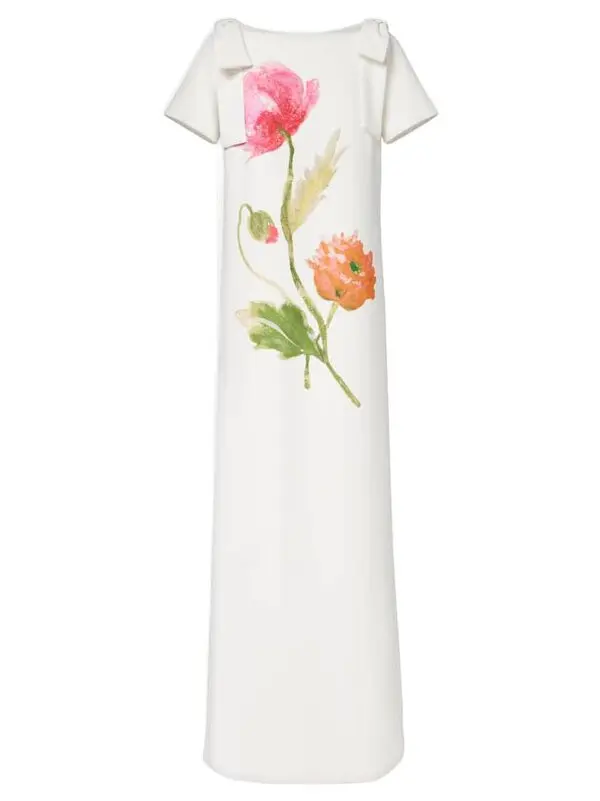 Carolina Herrera Bow-detail Floral Gown - White
