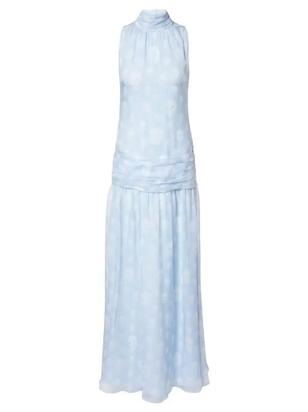 Alexander McQueen Polka-dot Silk Gown - Blue