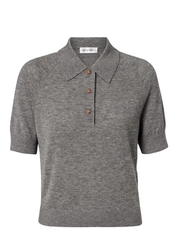 Victoria Beckham Wool Polo Shirt - Grey