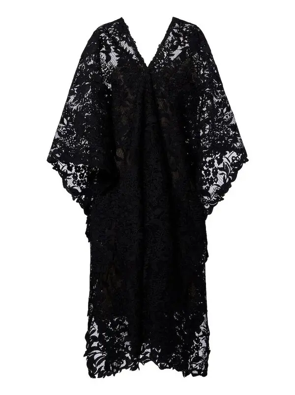 Oscar De La Renta Guipure Lace Kaftan - Black