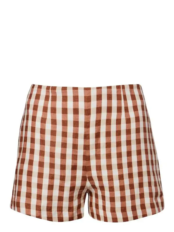 Faithfull The Brand Lila Gingham Linen Shorts - Brown