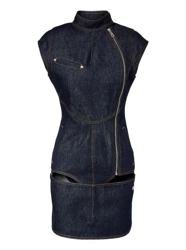 Jean Paul Gaultier Cutout Denim Minidress - Blue