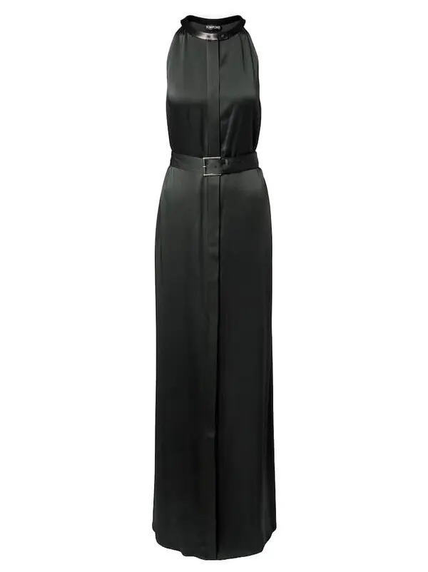TOM FORD Belted Halterneck Gown - Green