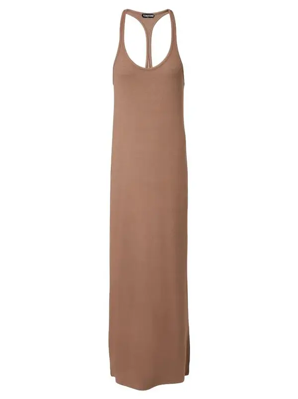 TOM FORD Racerback Jersey Maxi Dress - Brown