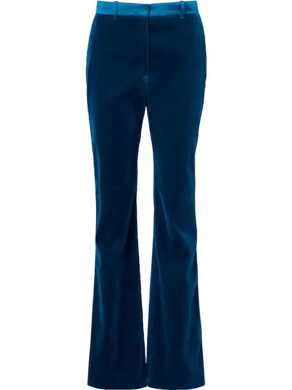 Rabanne Cotton-blend Velvet Flared Pants - Blue