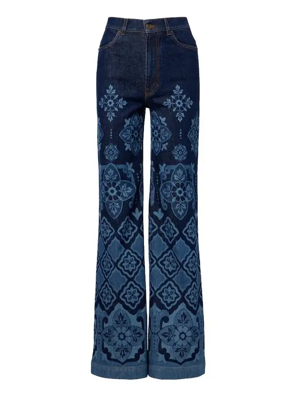 La DoubleJ Partenope Printed Flared Jeans - Blue