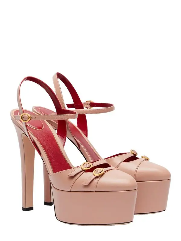 Valentino Garavani Crasher 145 Leather Platform Pumps - Pink