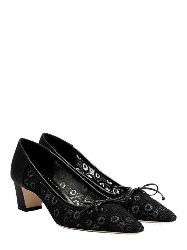 Manolo Blahnik Martebal 50 Lace Bow-detail Pumps - Black