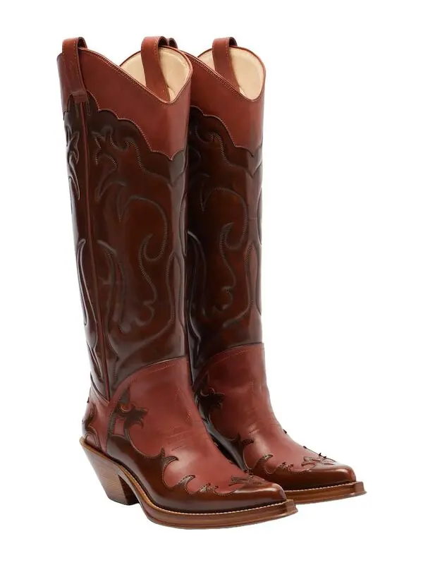 Gabriela Hearst Capitana Leather Cowboy Boots - Brown