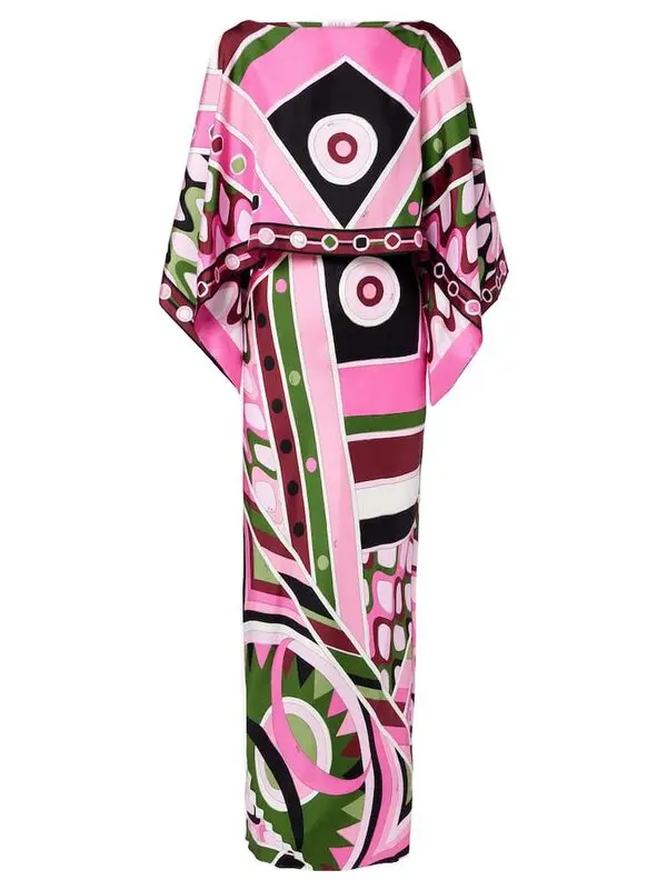 Emilio Pucci Printed Layered Silk Satin Maxi Dress - Pink