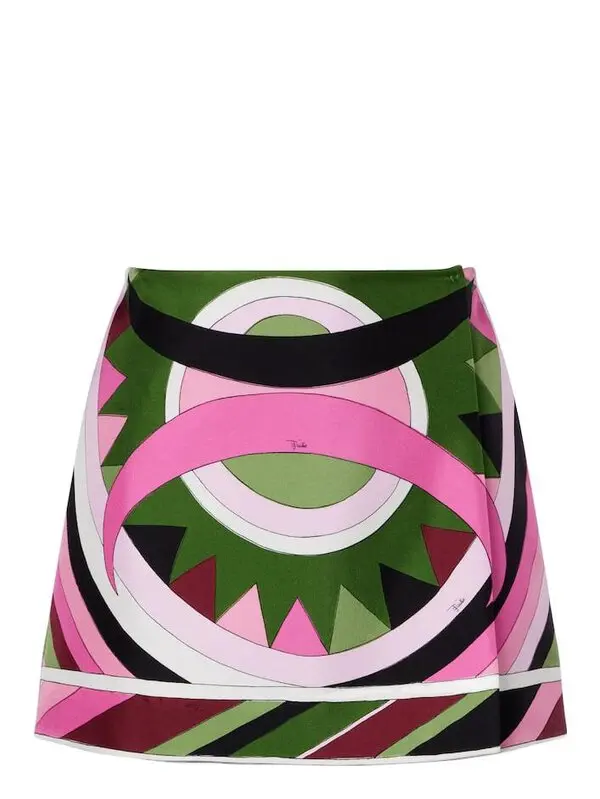 Emilio Pucci Printed Silk Satin Mini Wrap Skirt - Pink