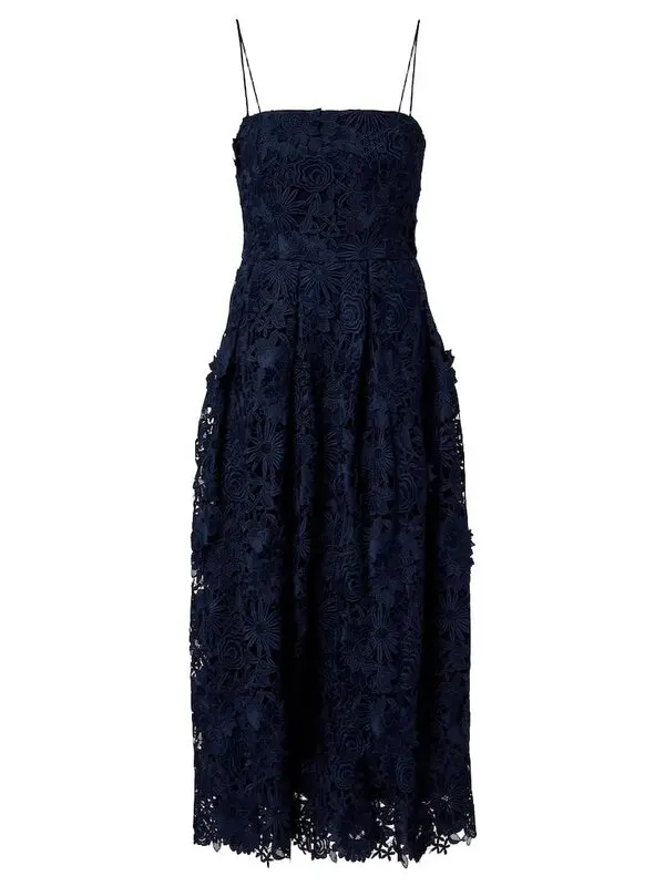 Remain Birger Christensen Lace Midi Dress - Blue