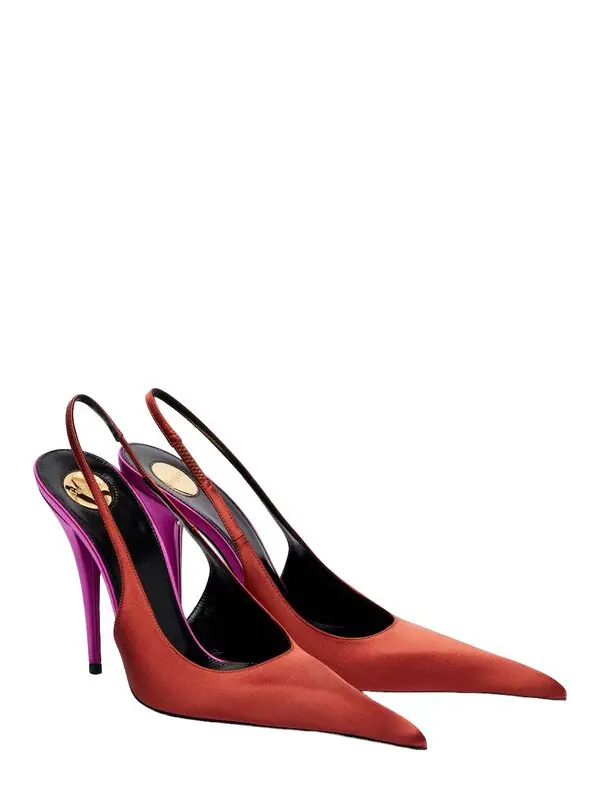 Saint Laurent Deroche 110 Crêpe Satin Slingback Pumps - Red