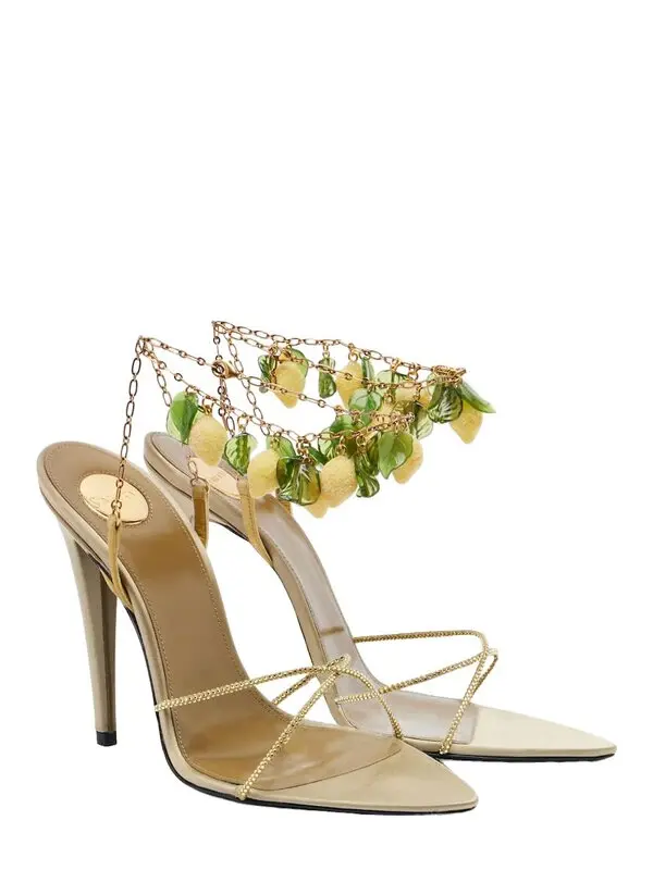 Saint Laurent Mon Chéri 110 Leather Slingback Sandals - Yellow