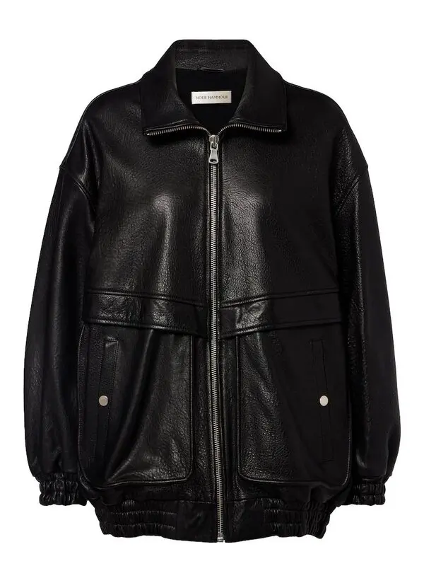 Nour Hammour Beck Leather Bomber Jacket - Black