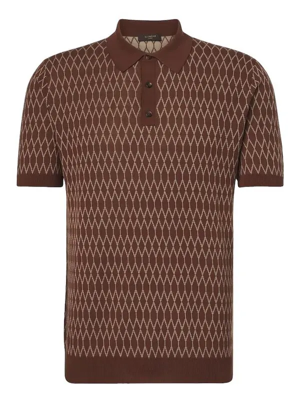 SLOWEAR Cotton Jacquard Polo Shirt - Brown