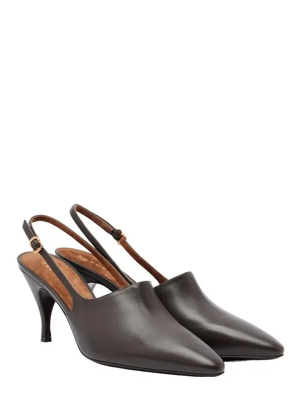 HERBERT LEVINE 80 Leather Slingback Pumps - Brown