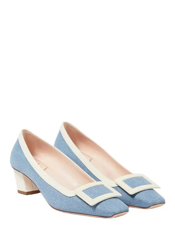 ROGER VIVIER Belle Vivier 45 Canvas Pumps - Blue