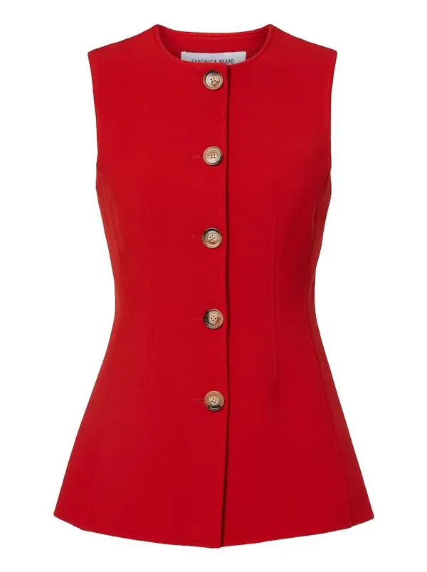 Veronica Beard Jessup Buttoned Vest - Red