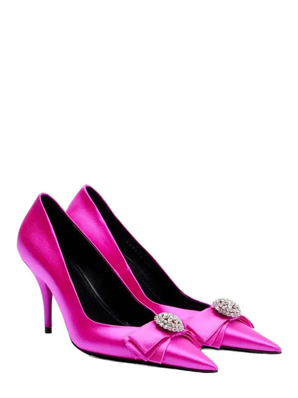 Balenciaga Avenue Palazzo 90 Embellished Satin Pumps - Pink