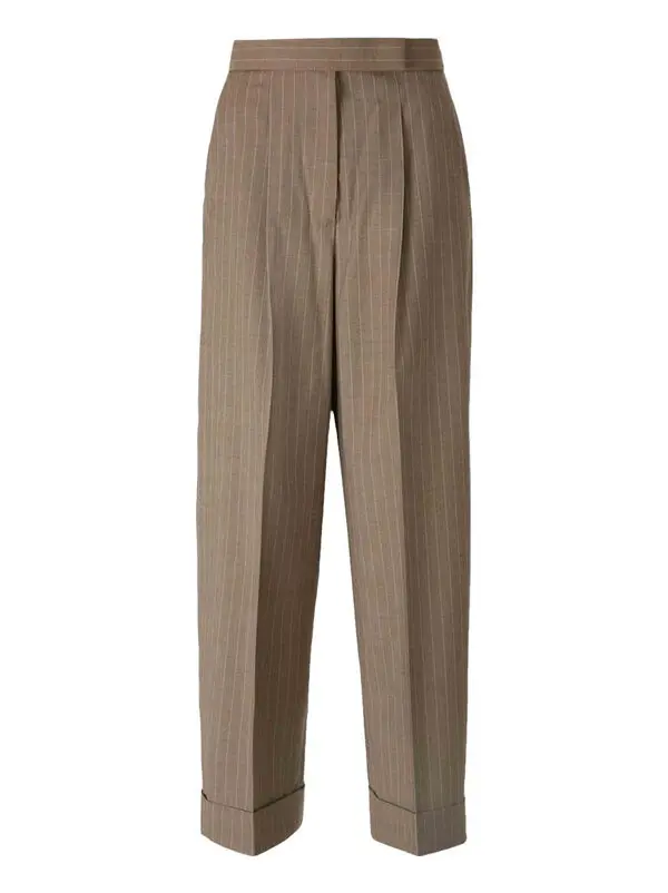 Max Mara Pinstripe Wool Trousers - Brown