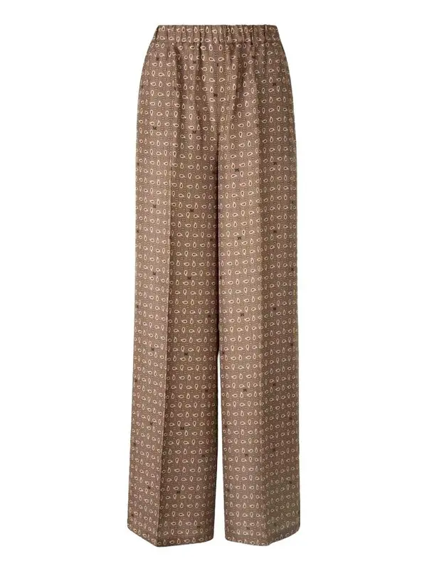 Max Mara Printed Silk Trousers - Brown