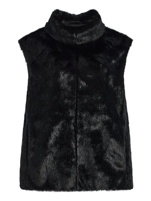THE FRANKIE SHOP Blaire Faux Fur Funnel-neck Top - Black