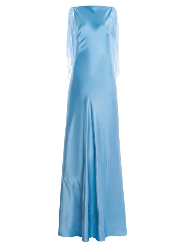 Christopher Esber Lattice Lace Detailed Silk Maxi Dress - Blue