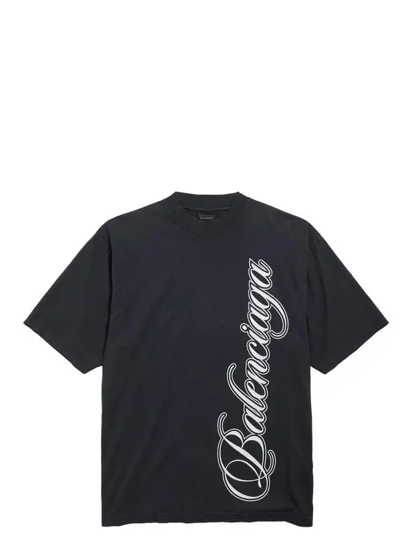 Balenciaga Cursive T-shirt Medium Fit - Black