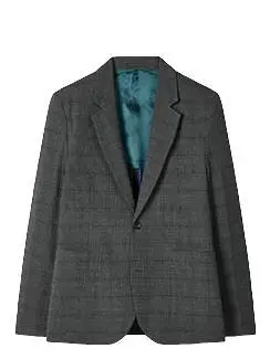 Paul Smith Grey Seersucker Cotton Check Buggy-lined Blazer - Black