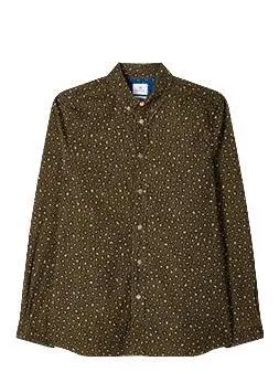 Paul Smith Khaki 'animal' Print Corduroy Button-down Shirt - Brown