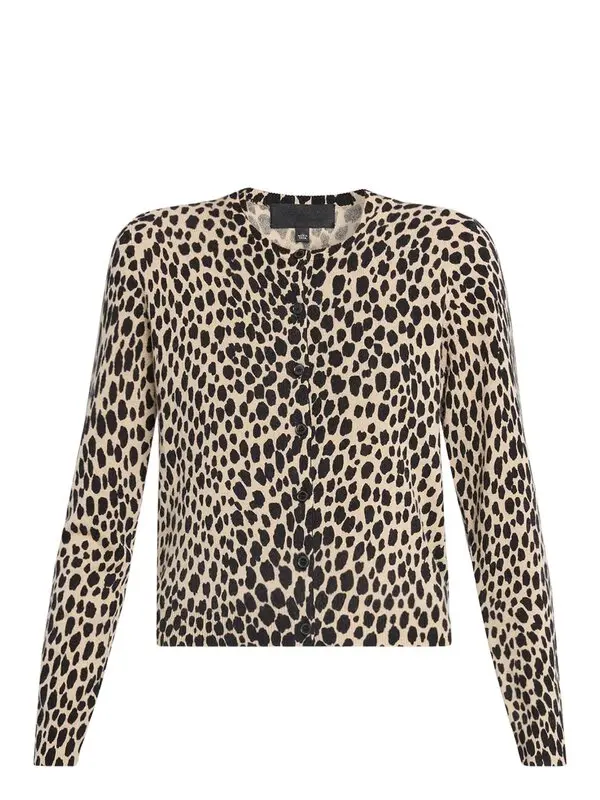 NILI LOTAN Keelah Animal-print Cashmere Cardigan - Taupe/blac