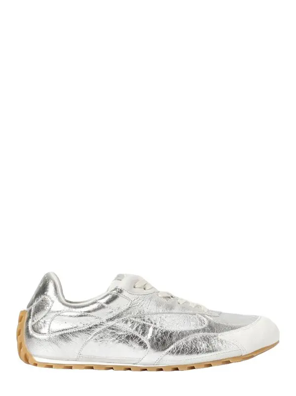 Bottega Veneta Metallic Leather Sneakers - Silver