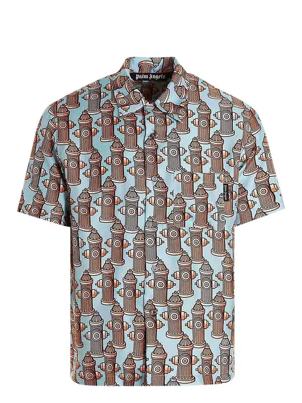 Palm Angels Fire Hydrant Bowling Shirt - Blue