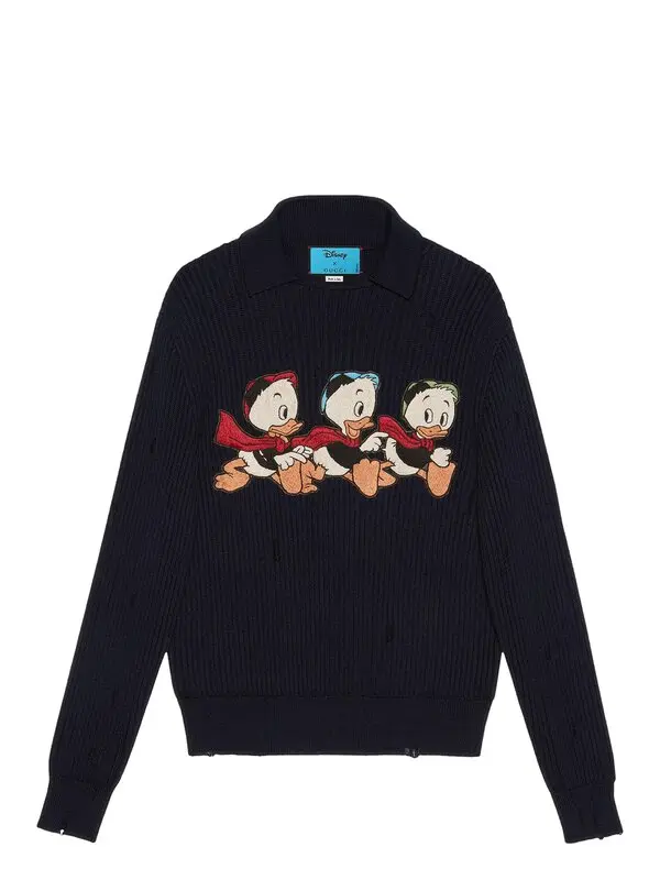 Gucci Disney Donald Duck Cotton Wool Sweater - Blue
