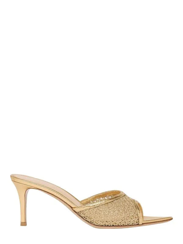 GIANVITO ROSSI 70mm Sienna Metallic Knit Mule Sandals - Mekong