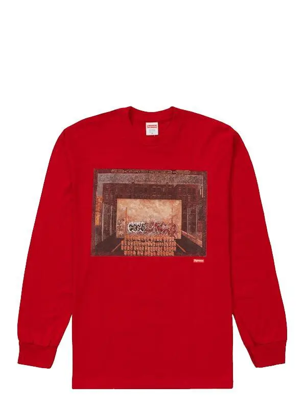 Supreme Martin Wong Attorney Street Long Sleeve Tee Shirt - Red