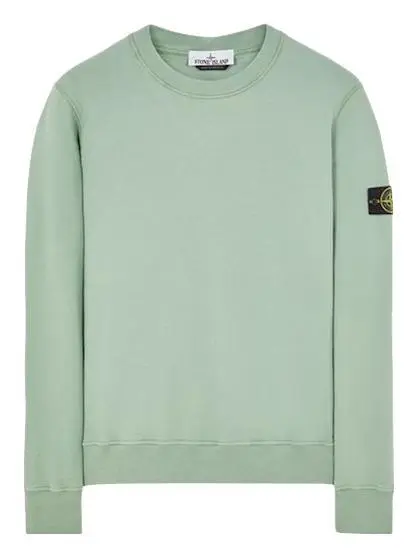 Stone Island Brushed Cotton Fleece Crewneck - Sage Green