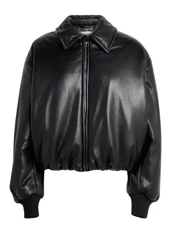 Acne Studios Faux Leather Bomber Jacket - Black